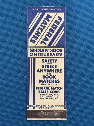 Federal Match Co Advertising VTG Matchbook Cover Lt#1594 | eBay