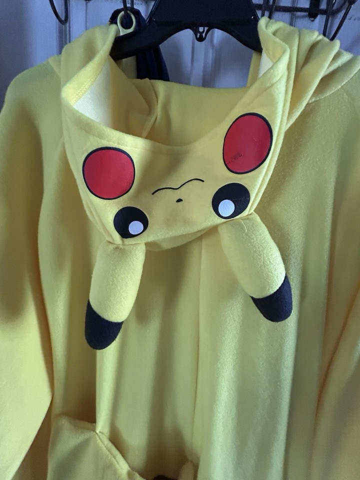 The Rubie's Pokemon Pikachu Adult Zip Up One Piece Hooded Costume-Extra ...