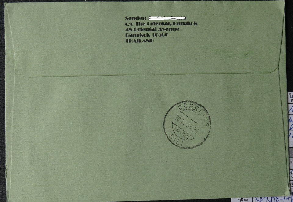 Thailand Elephant Registered Cover to United Nations UNMISET East Timor ...