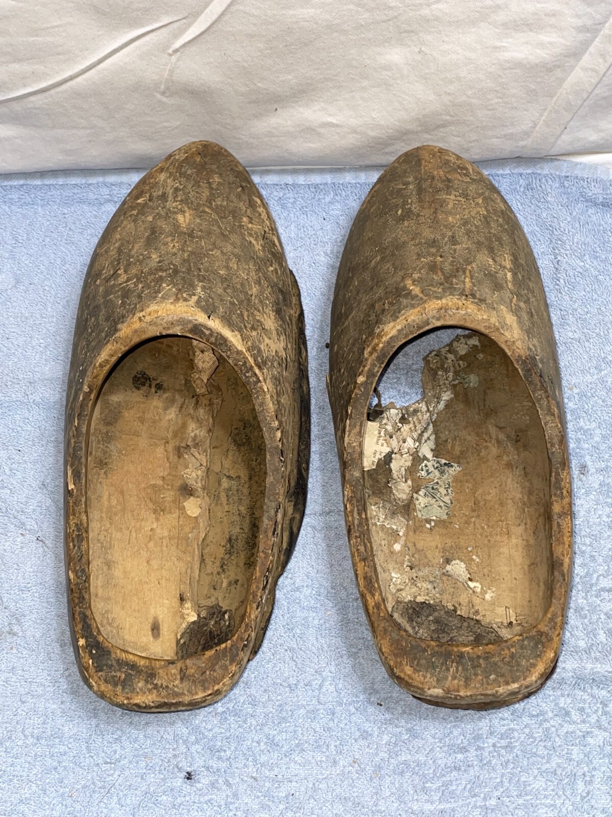 Great Depression era WOODEN SHOES CLOGS Very Worn LEA… - Gem