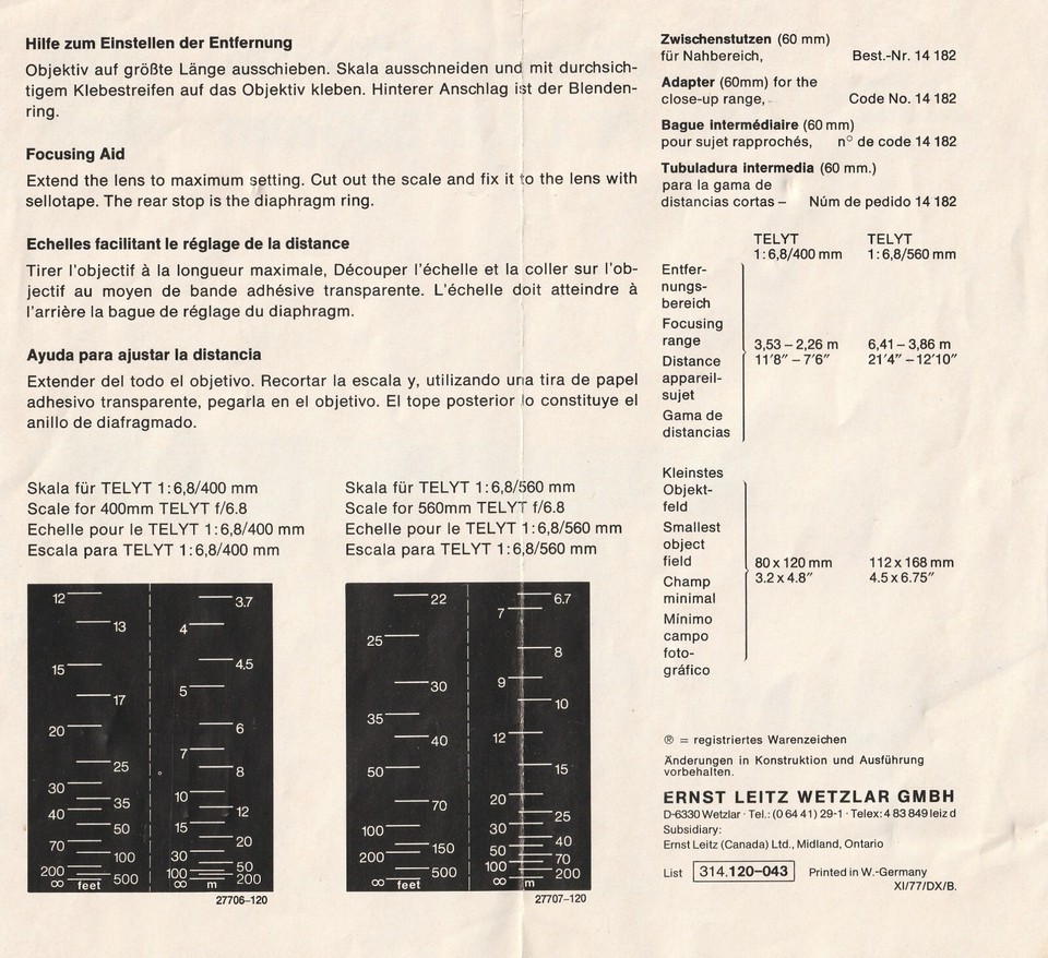 [💥TOP MINT in BOX] Leica Leitz TELYT-R 560mm f6.8 w/ Shoulder Stock ...