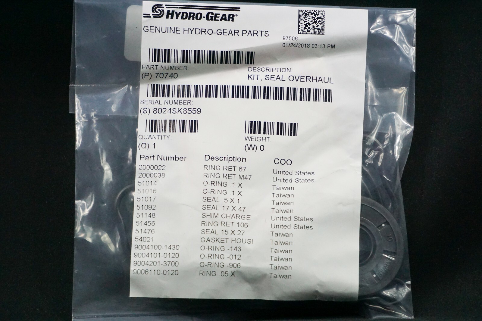 Hydro Gear 70740 Genuine OEM Overhaul Seal Kit BDP-16 Pumps | eBay