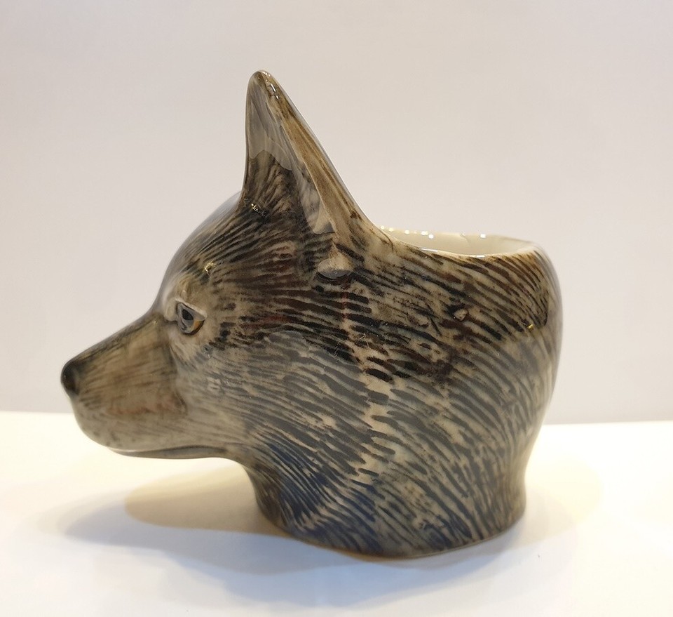 Wolf Head Figurine Vase Pot Ceramic Succulent Egg Cup Animal Flower ...
