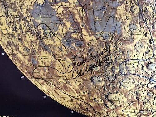 Moonwalker Hand Prints and Signatures on Large Moon Poster Framed ...