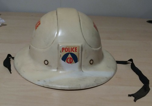 Vintage White Hard Plastic "Police CD" Helmet Hard Hat | eBay