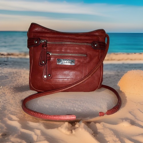 TIGNANELLO Small Red Leather Organizer Shoulder Crossbody Bag Purse ...