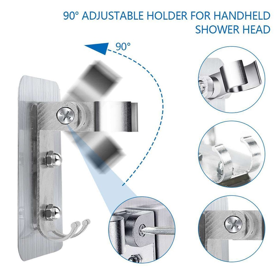Adjustable Bathroom Shower Head Holder Self-adhesive Wall Mounted ...