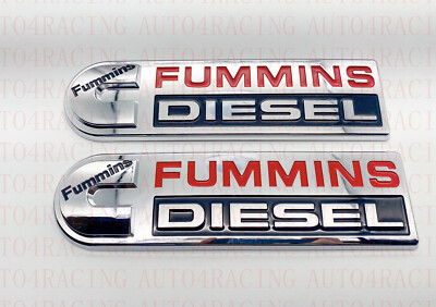 2x NEW Chrome "FUMMINS" DIESEL Cummins Emblems Fender Door Badges ...