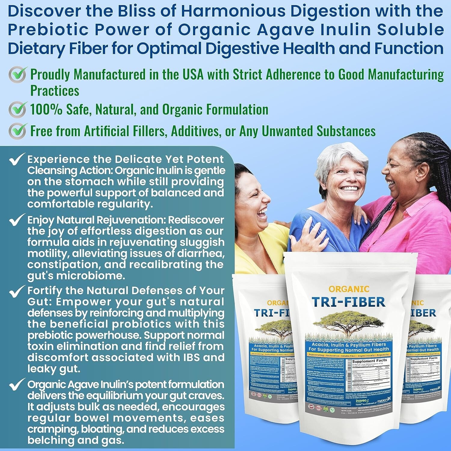 Inulin Powder 48oz Gentle Agave Inulin Powder Prebiotic Soluble Inulin ...