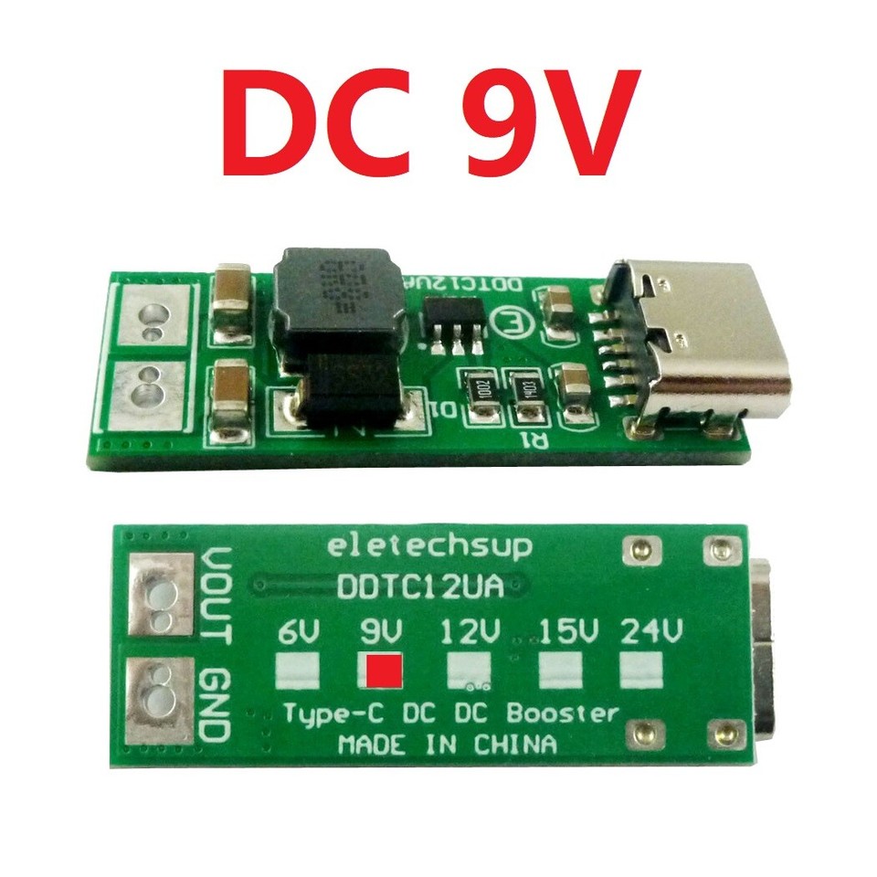 9W Type-C Female USB DC 5V to 6V 9V 12V 15V 24V DC DC Boost Step-up ...