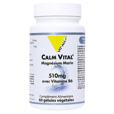 Vitall+ VIT'ALL+ Calm Vital 510 mg - 60 gélules - Magnésium Marin et ...