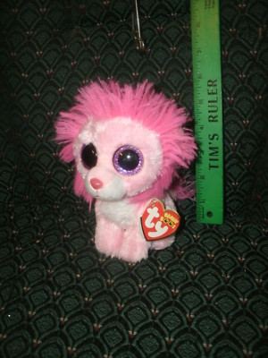 Ty Beanie Boo * FLUFFY * Pink Valantine LION * MWMT * RETIRED * DOB:2/ ...