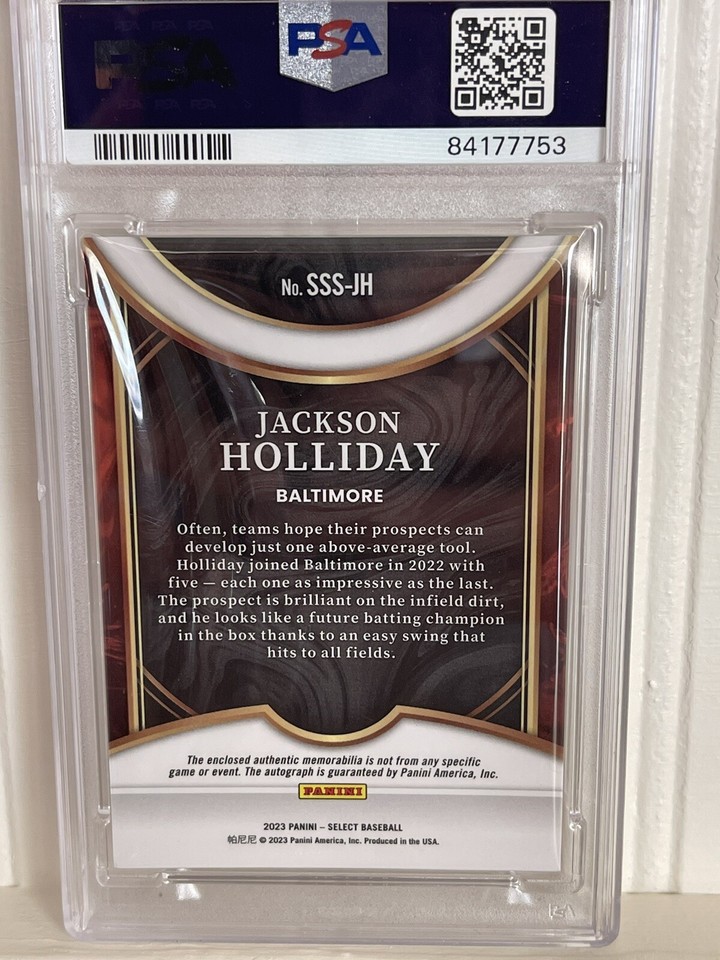 🔥2023 Panini Select Jackson Holliday RC Patch Auto Rookie RPA SP Orioles PSA 🔥 | eBay
