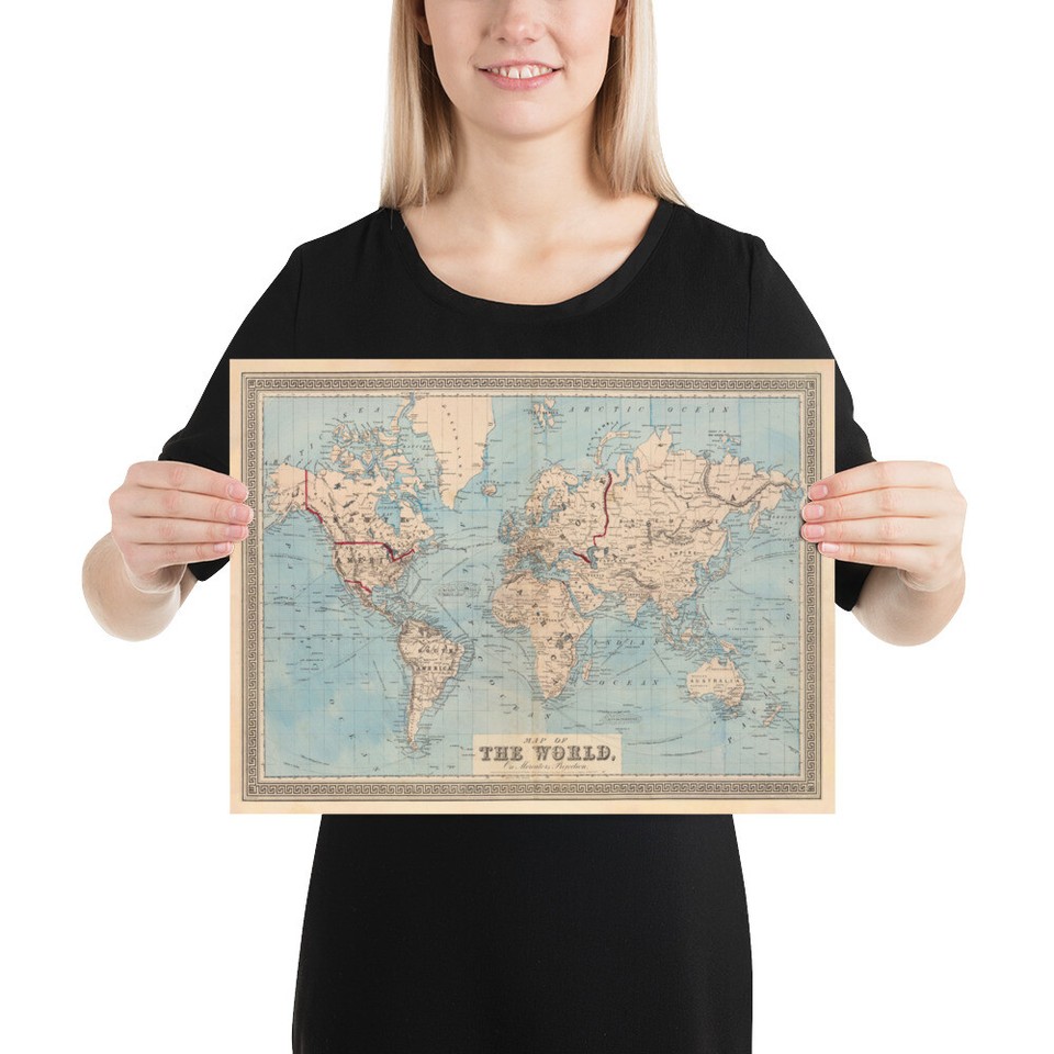 Old World Map (1876) Vintage Global Continents Atlas Poster | eBay