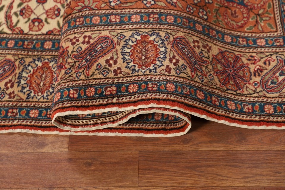 Vintage Ivory/ Rust Handmade Floral Anatolian Turkish Living Room Area ...