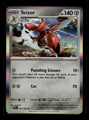 SCIZOR Obsidian Flames HOLO #141 OBF(NM+)(PKM) | eBay