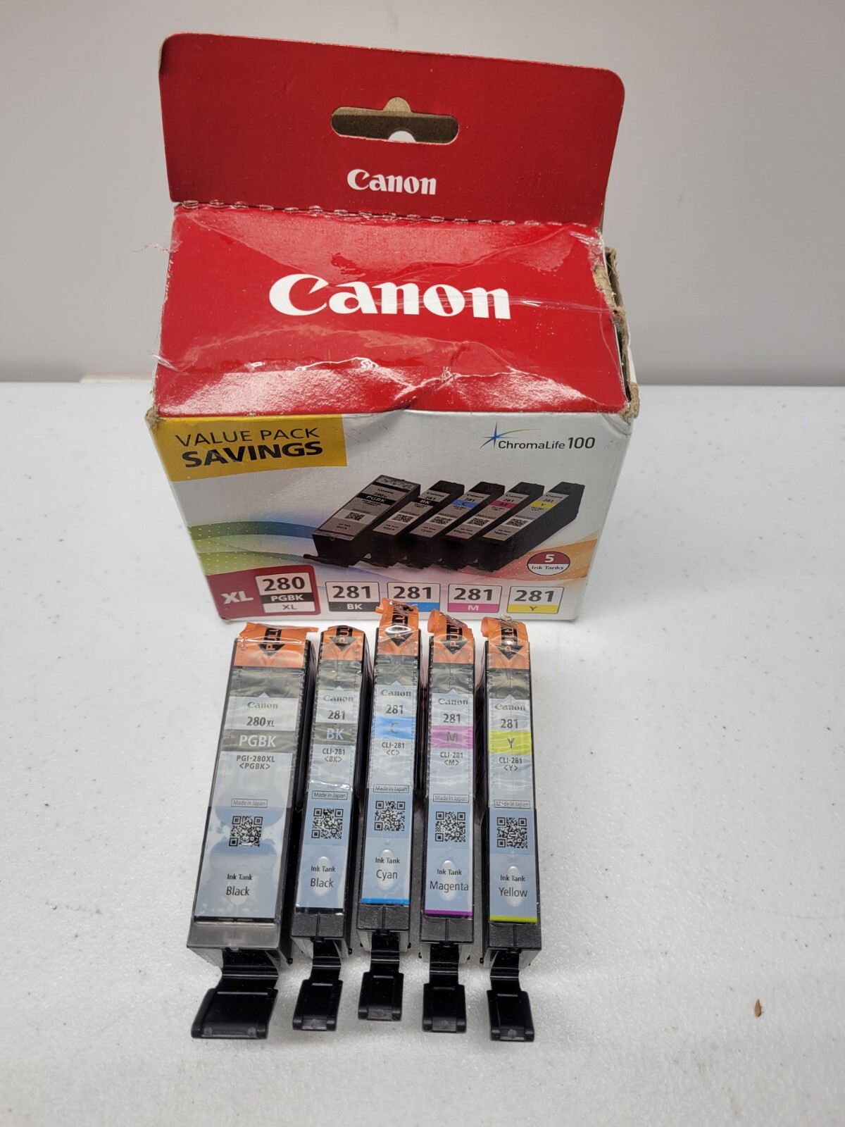 Canon Ink Cartridge 5 Pack 280 XL PGBK 281 BLACK CYAN MAGENTA YELLOW ...