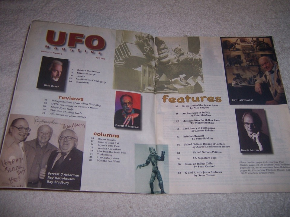 UFO Magazine April 2006 aliens Nick Redfern Larry Bryant Peter Robbins ...