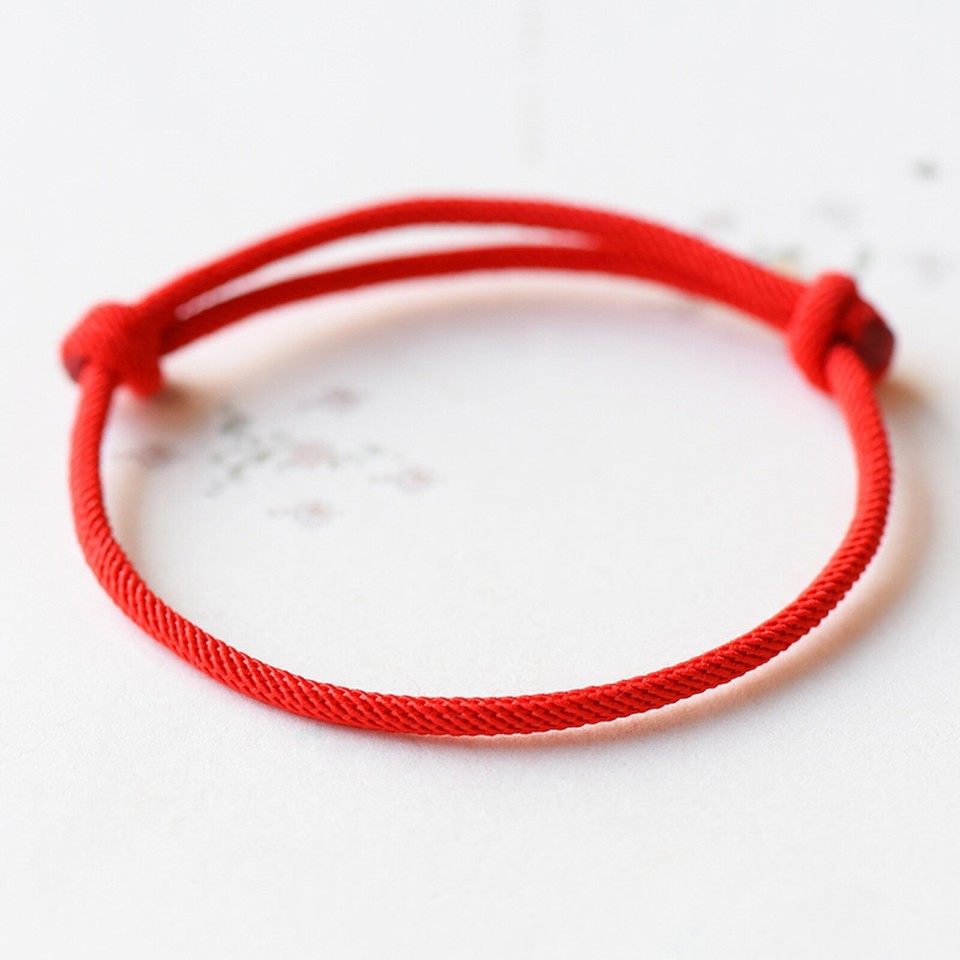 2PCS New Red String Thread Braided Knitted Rope Adjustable Bracelet Men ...