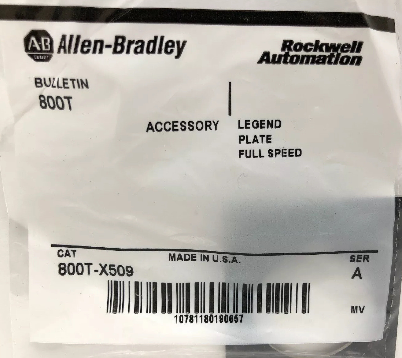 Allen Bradley 800T-X509 Legend Plate (LOT OF 3) | eBay