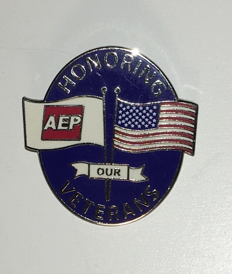 AEP HONORING OUR VETERANS LAPEL PIN PINBACK USA FLAG AEP FLAG HONOR ...