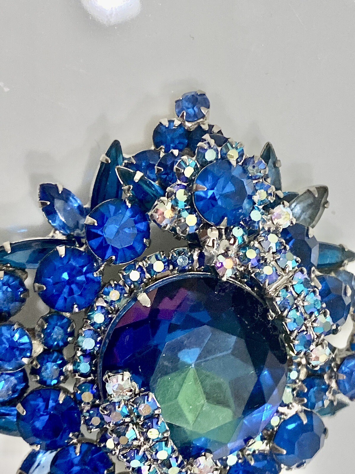 HUGE VINTAGE JULIANA AB BLUE watermelon LAYERED RHINE… - Gem