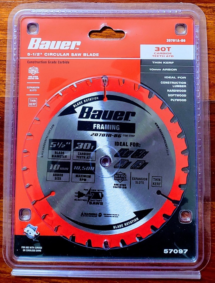 New Sealed Bauer 5 1/2" 5.5 inch Circular Saw Blade 30T Carbide 10mm ...