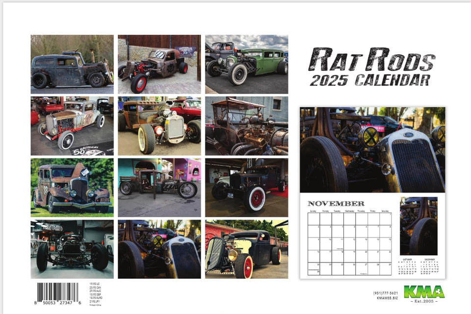2025 RAT RODS CAR CALENDAR vintage autos rat fink rusty model T gasser ...