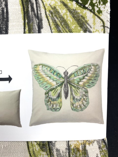 Two IKEA Rotfjaril Cushion Cover 20x20 Butterfly Moth Pillowcase Green ...