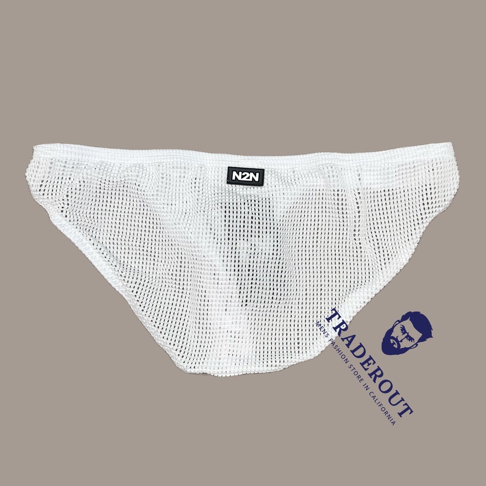 N2N Bodywear Men White fire island X see-through swim Bikini swimwear ...