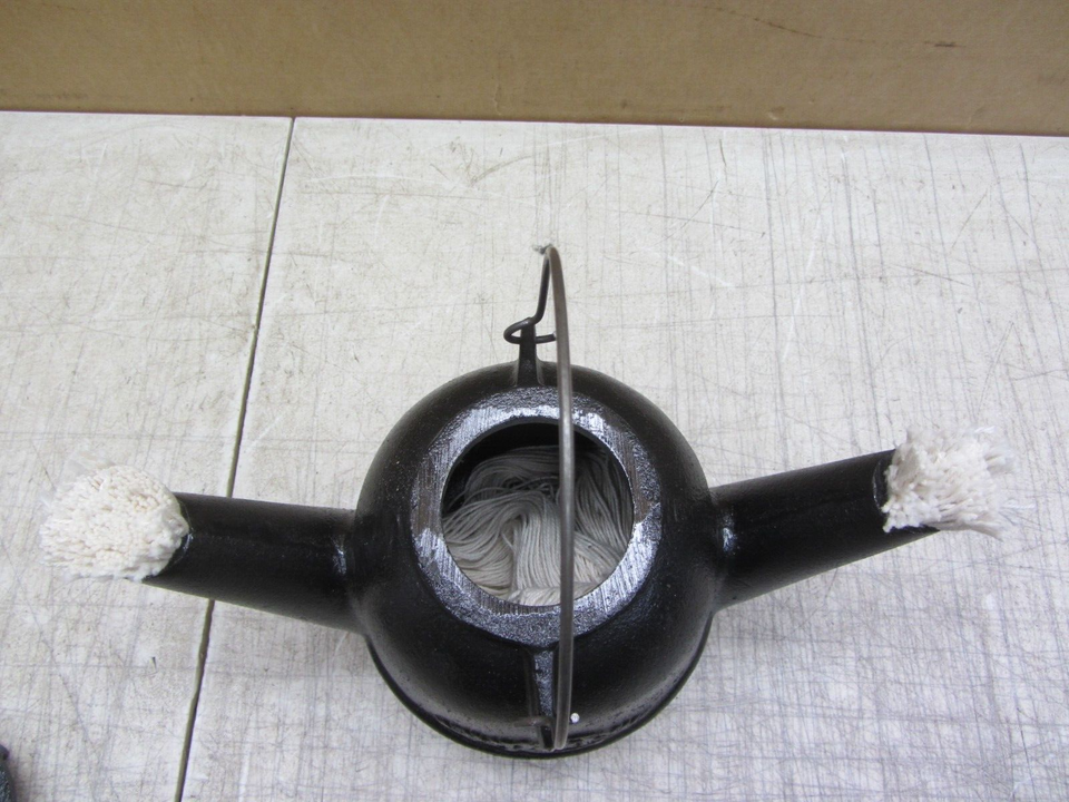 VTG CAST IRON TORCH SMUDGE POT YELLOW DOG W WICK REID OIL FIELD ENGINE ...