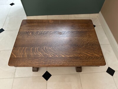 Antique oak library coffee table with drawer | eBay