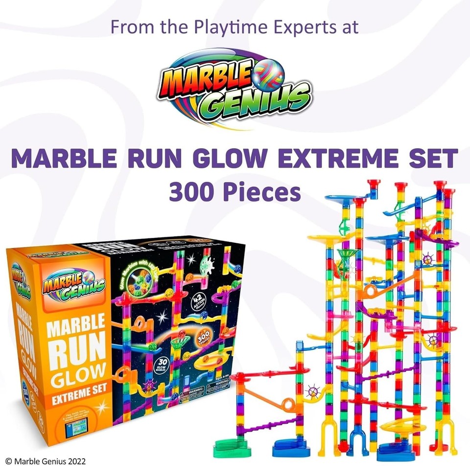 Large Marble Run Race Track Set Glow in The Dark (115 pcs) STEM Marble ...