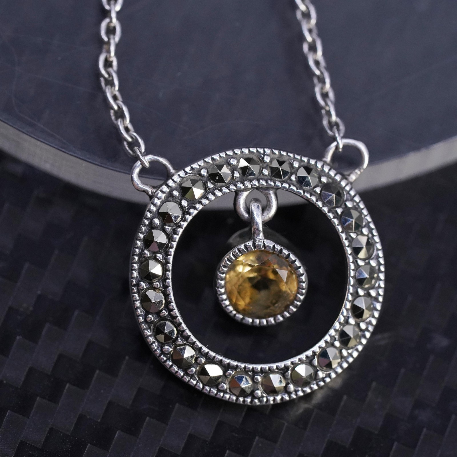 16” Judith Jack Sterling silver 925 necklace circle c… - Gem