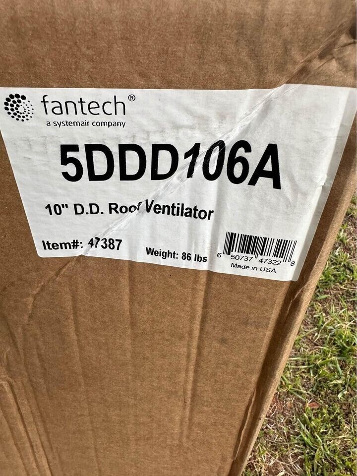Fantech 5DDD106A Roof Fan, Downblast, Direct Drive Centrifugal, 1/20 hp ...