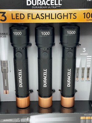 Duracell Durabeam Ultra 3 LED Flashlights 1000 Lumens 12 AAA Alkaline ...