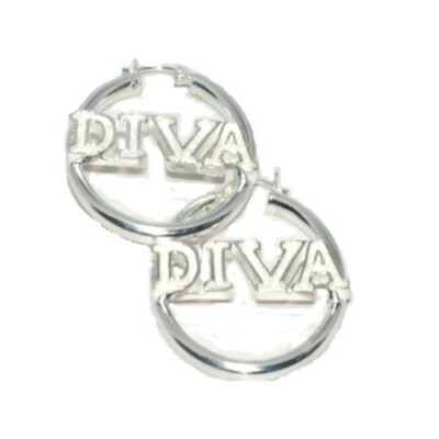 Sterling Silver DIVA Hoop Dangles Earring | eBay