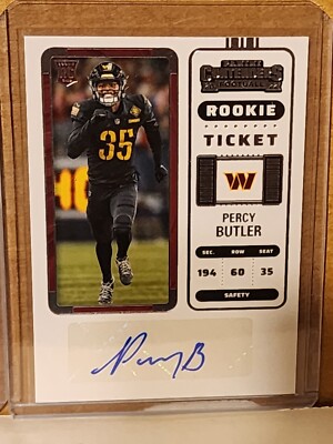 Percy Butler 2022 Contenders Rookie Ticket Autograph Washington ...