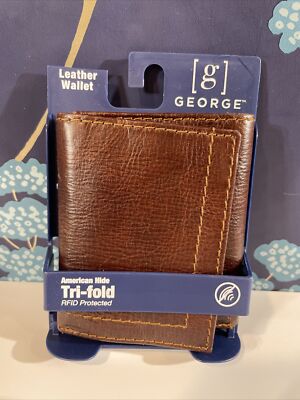 George - American Hide Brown Leather Wallet Tri-fold RFID Protected | eBay