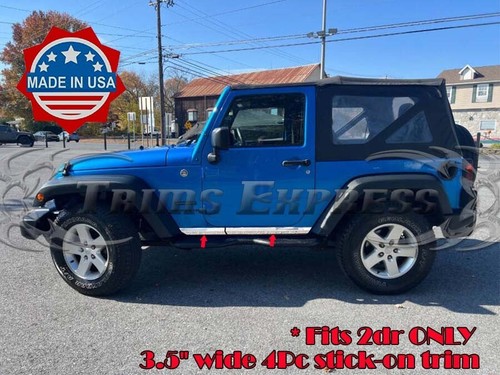 fit:07-2018 Jeep Wrangler JK 2Dr Body Side StickOn Molding Rocker Panel ...