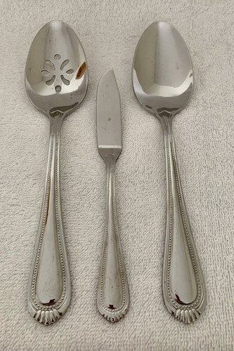 ONEIDA COUNTESS STAINLESS SLOTTED SPOON, SERVING SPOON, BUTTER KNIFE ...