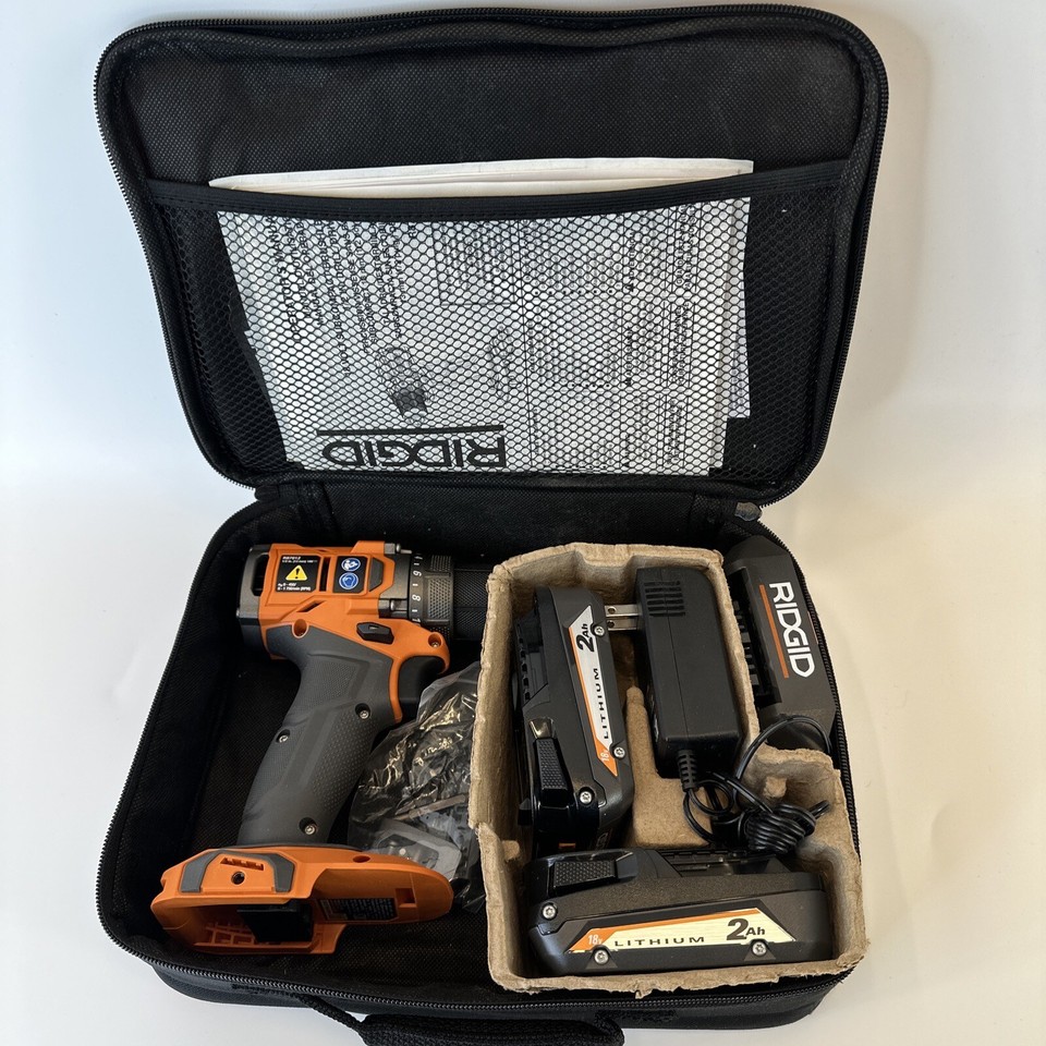 Ridgid 18V 1/2 in Subcompact Drill Driver Kit Brushless (2) 2 Ah ...