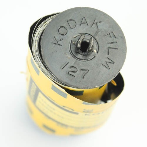 Lot of 2 EMPTY Vintage Metal 127 Roll Film Spools with Vintage Backing ...