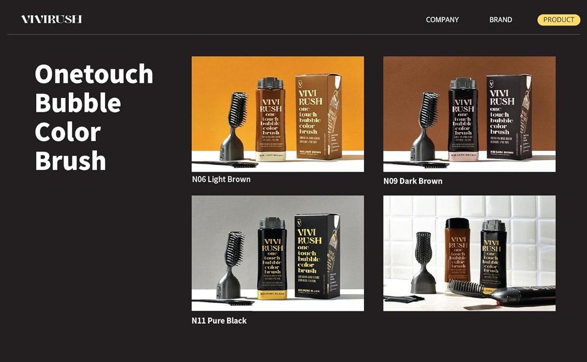 VIVIRUSH One Touch Bubble Color Brush Hairdye (Pure Black VIVIRUSH One Touch Bubble Color Brush Hairdye (Pure Black