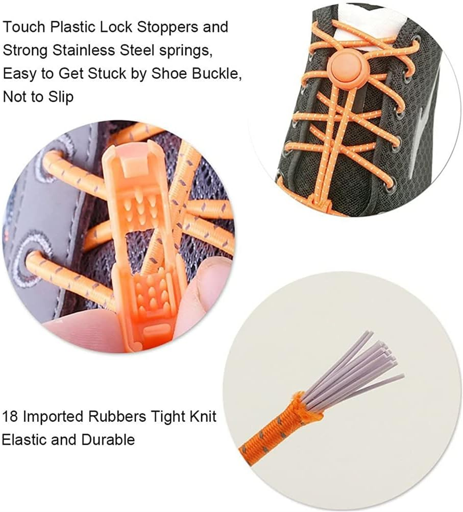 Elastic Shoe Laces No Tie Adjustable Tieless Rubber Shoelaces for Kids ...