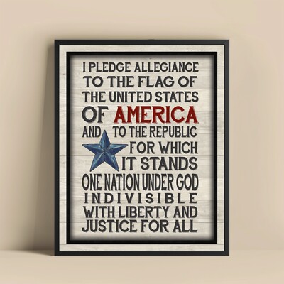 American Pledge Wall Art - "I Pledge Allegiance" - Patriotic Home Decor ...