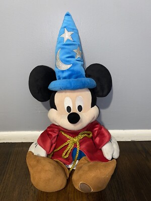 Disney Store Sorcerer Fantasia Mickey Mouse Plush 24” Wizard Toy ...