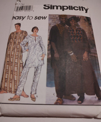 1994 SIMPLICITY 8895 Misses' Men's Teen Boys' Caftan Top Pants Hat ...