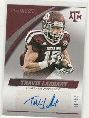 TRAVIS LABHART 2015 TEXAS A&M PANINI AUTOGRAPH TL-AGM SILVER SERIAL #'D ...
