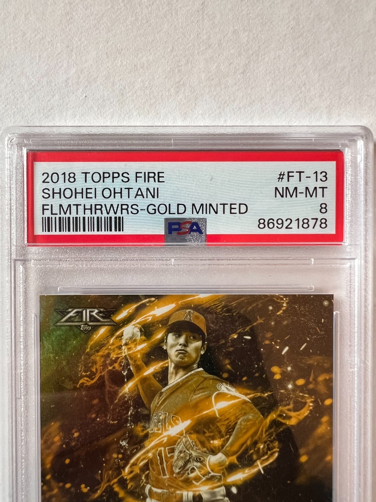 2018 Topps Fire - Flame Throwers Shohei Ohtani #FT-13 Gold Minted (RC ...